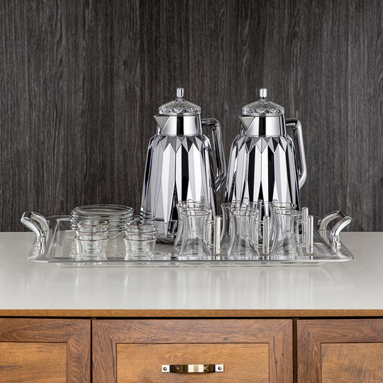 Almarjan Vacuum Flask Set 21 Pieces, Silver, Metal 1L & 1L (FB209-21 ...