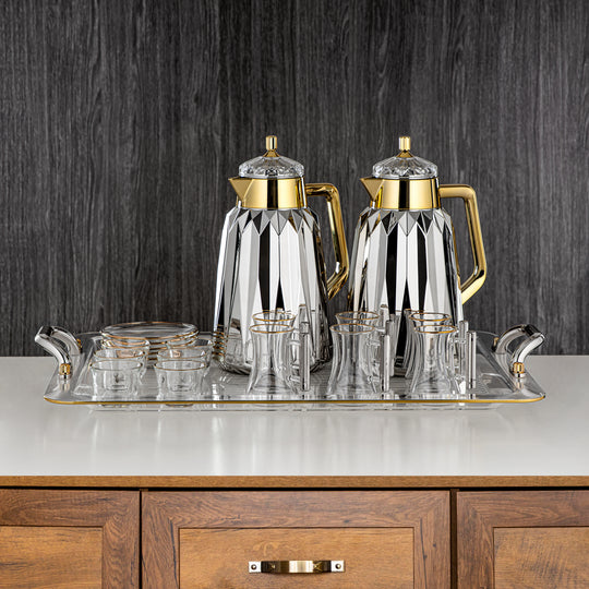 Almarjan Vacuum Flask Set 21 Pieces, Silver & Gold, ABS 1L & 1L (FB209 ...